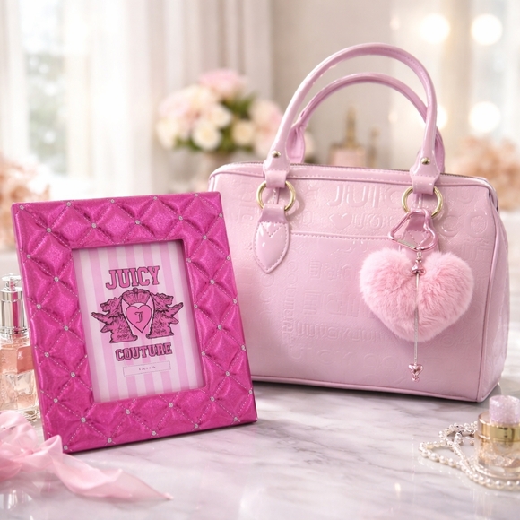Juicy Couture | Bags | Juicy Couture Light Pink Satchel With Heart ...